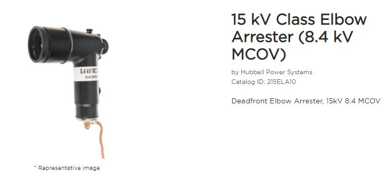 ARRESTER ELBOW 15KV CLASS 10KV (8.4KV MCOV) - 192 215ELA10