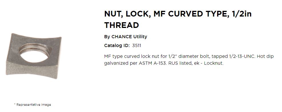 NUT LOCK MF CURVED 1/2" - 192 3511