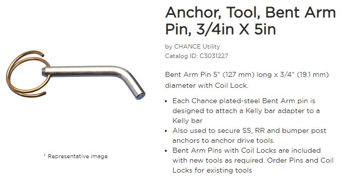 PIN BENT ARM ANCHOR TOOL 3/4"X5" W/COIL LOCK - 192 C3031227