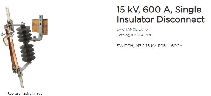 SWITCH HOOKSTICK CUTOUT 600A 15KV POLY NEMA B BRKT - 192 M3C156B