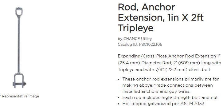 ANCHOR NO WRENCH 96" 1.25"ROD 10" HELIX TRIPLEYE - 192 10148