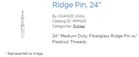 STANDOFF FG RIDGE PIN 24" W/1" PLASTISOL THREADS - 192 RPM241